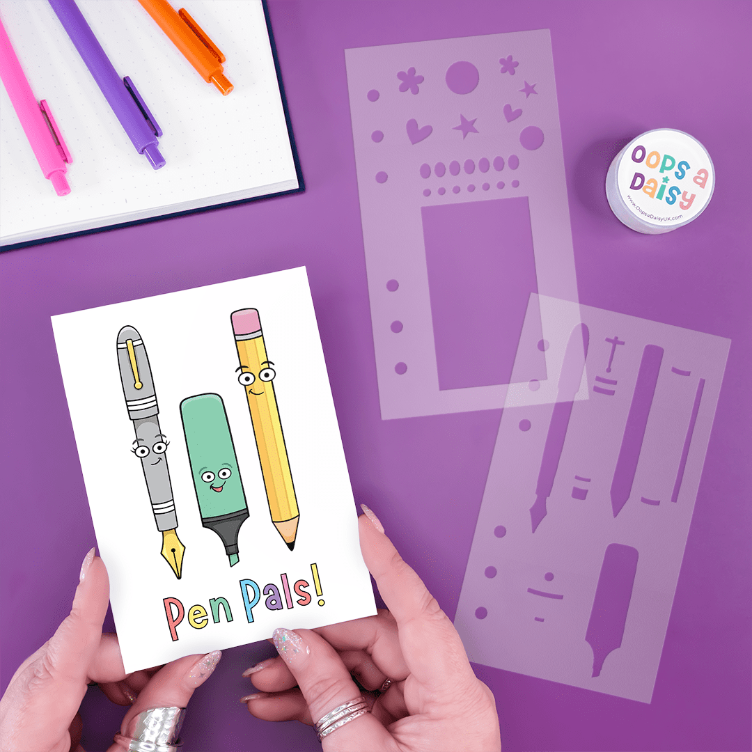 Draw The Line - Stencils + Postcard - MOCKUP - Oops a Daisy UK