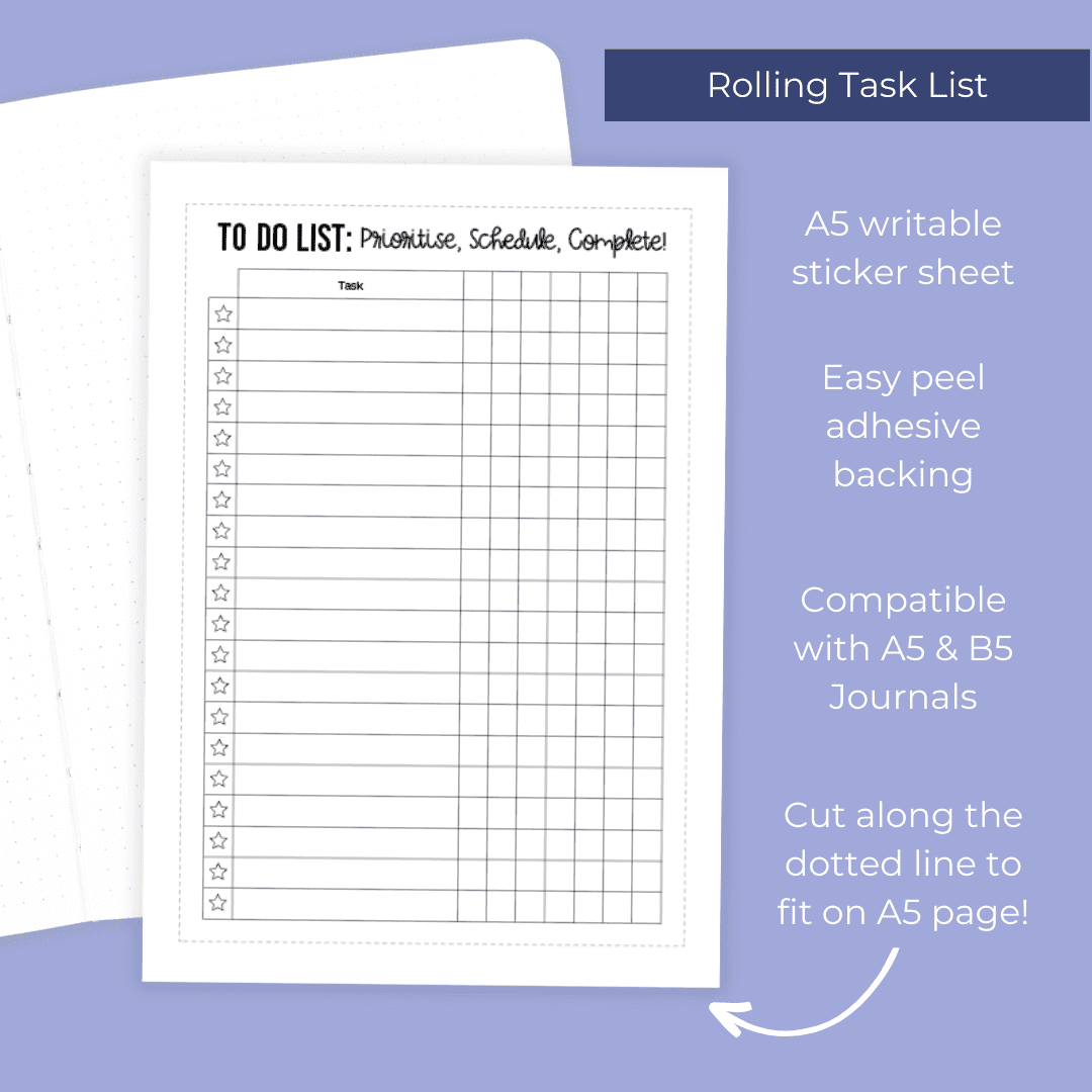 Rolling Task List - Super Easy Sticker Sheet (A5) - Oops a Daisy UK